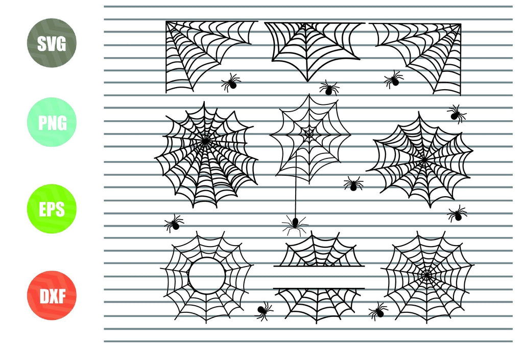 Halloween Spider Web Split Monogram SVG, Spider Web SVG, Spider Web Monogram Frame svg ...
