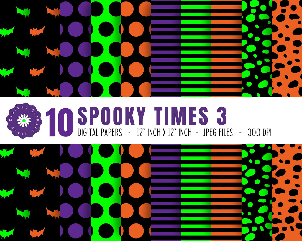 Halloween Spooky Times Digital Patterned Papers Set 3 - Instant ...