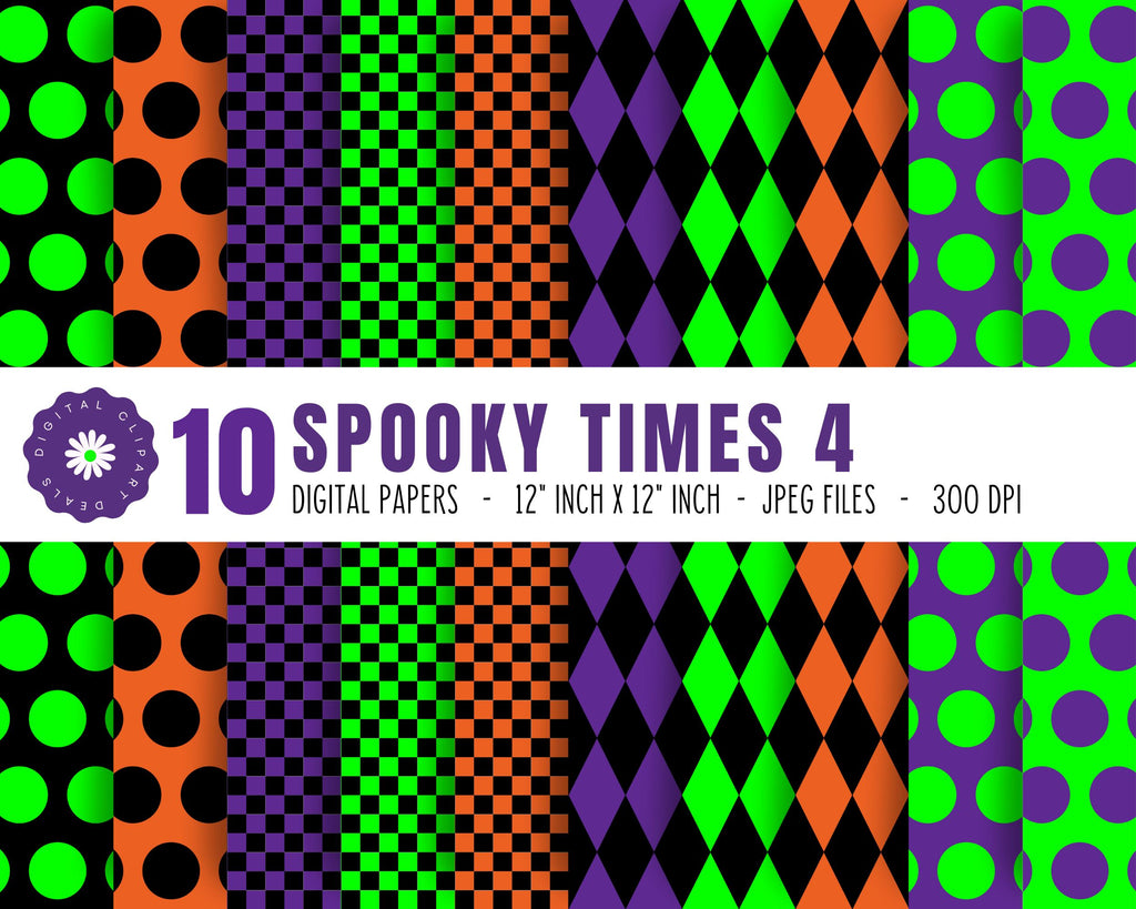 Halloween Spooky Times Digital Patterned Papers Set 4 - Instant ...