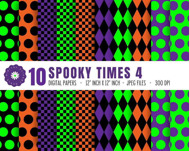 Halloween Spooky Times Digital Patterned Papers Set 4 - Instant ...