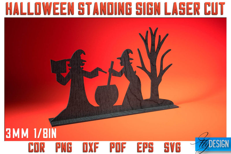 Halloween Standing Sign Laser Cut SVG | Spooky Sign Laser Cut SVG ...