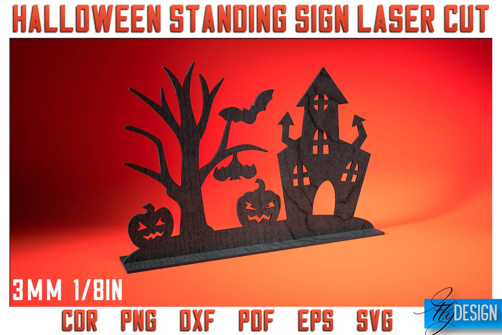 Halloween Standing Sign Laser Cut SVG | Spooky Sign Laser Cut SVG ...