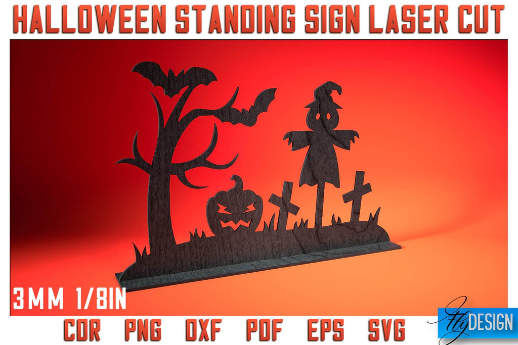 Halloween Standing Sign Laser Cut SVG | Spooky Sign Laser Cut SVG ...