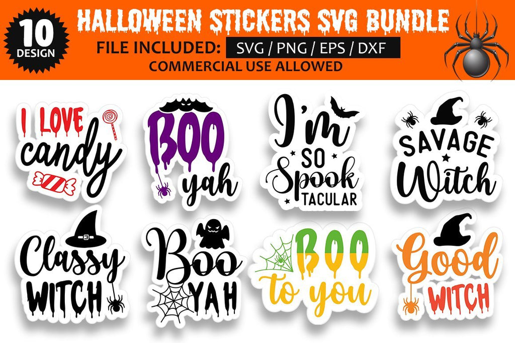 Halloween Stickers SVG Bundle.Halloween svg, Halloween Boo Cricut files ...