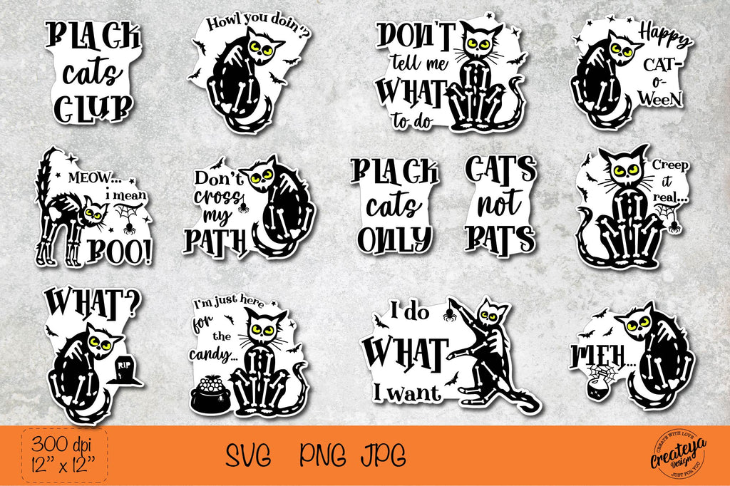 Halloween stickers SVG, Halloween Sticker bundle, Sticker sheet Black ...
