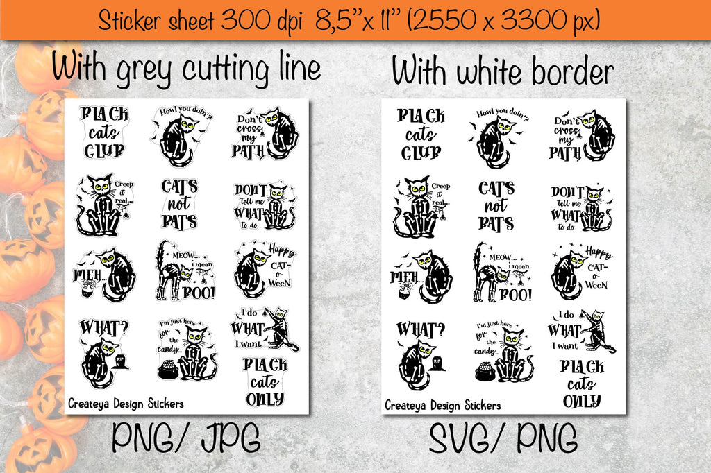 Halloween stickers SVG, Halloween Sticker bundle, Sticker sheet Black ...
