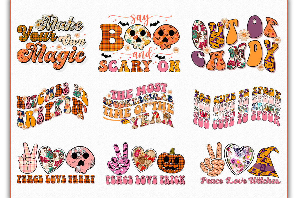 Cute Retro Halloween Sublimation Bundle, Halloween PNG Bundle - So Fontsy