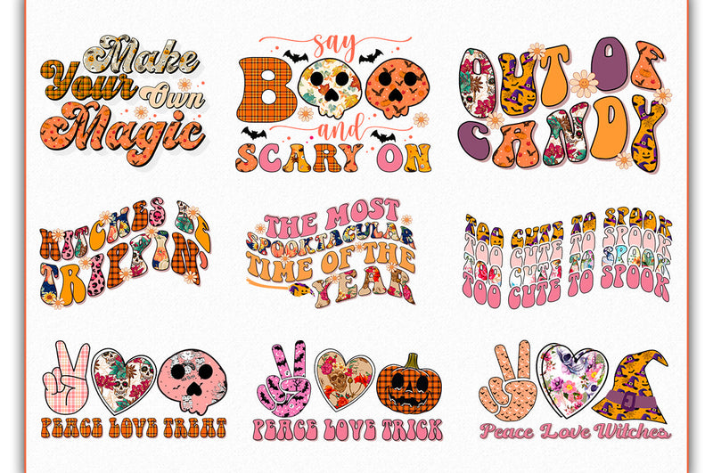 Cute Retro Halloween Sublimation Bundle, Halloween PNG Bundle - So Fontsy
