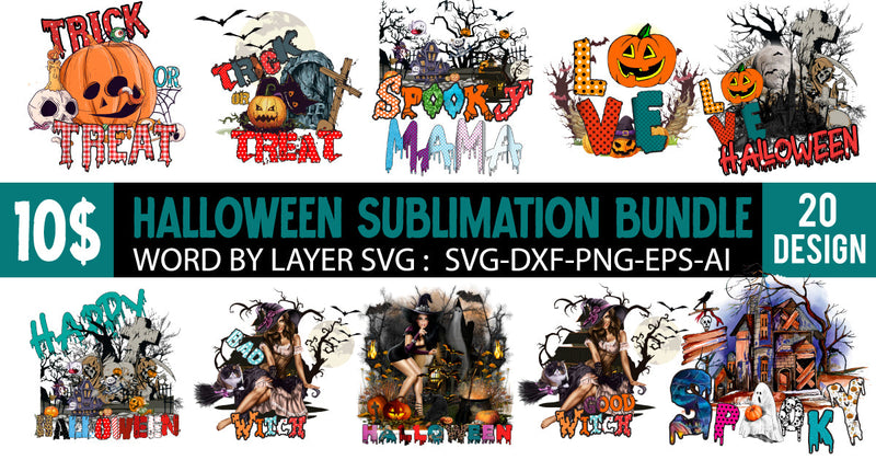 Halloween Sublimation Bundle, Halloween Cut File Bundle, Halloween SVG ...