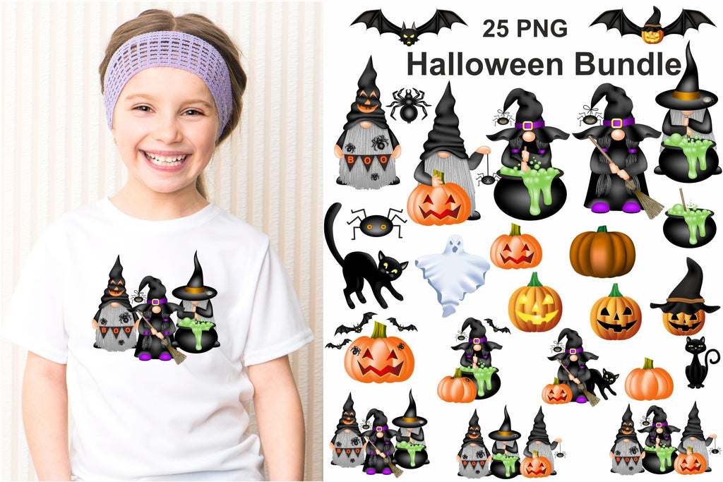 Halloween Bundle, Halloween Clipart, Gnomes Clipart - So Fontsy
