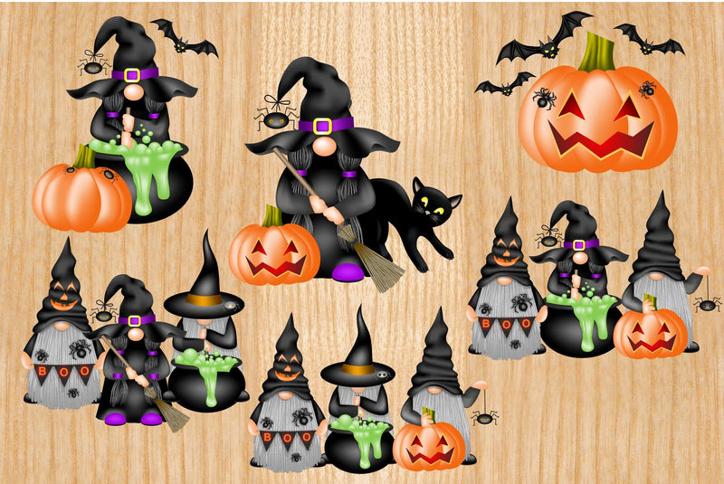 Halloween Bundle, Halloween Clipart, Gnomes Clipart - So Fontsy