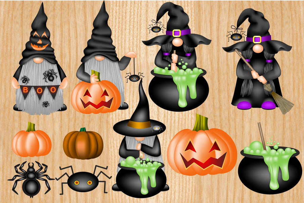Halloween Bundle, Halloween Clipart, Gnomes Clipart - So Fontsy