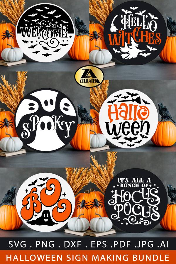 Halloween SVG Bundle of 6 Spooky Sign Making SVG PNG EPS DXF - So Fontsy