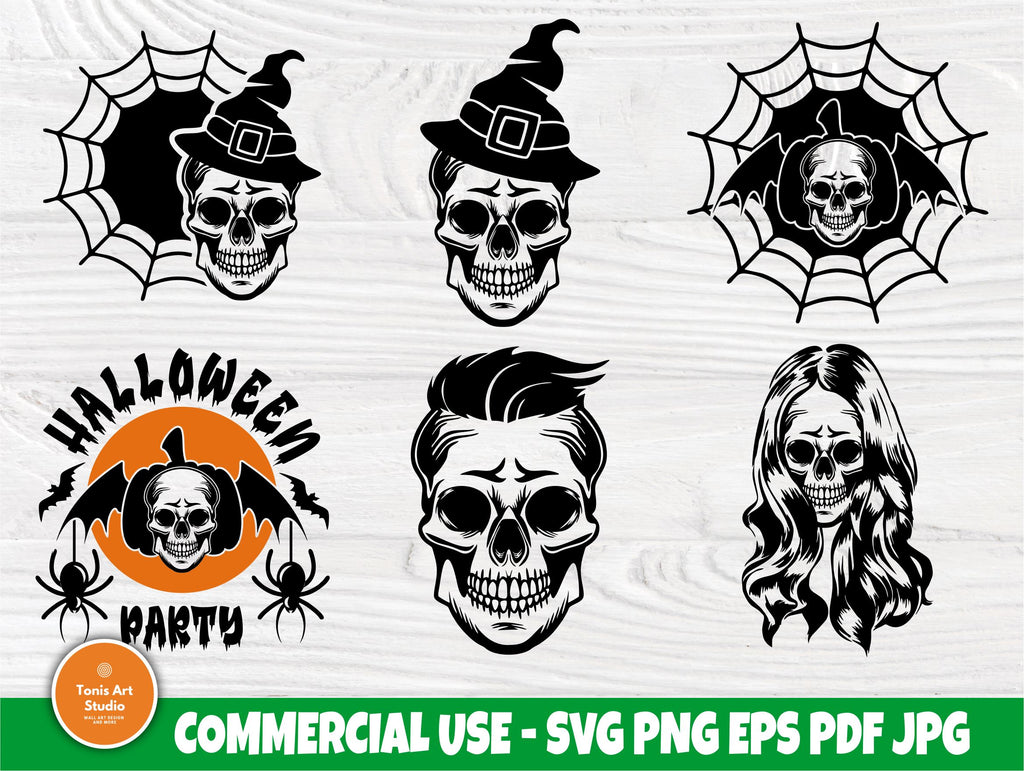 Halloween SVG Bundle, Skulls SVG, Woman Skull Svg - So Fontsy