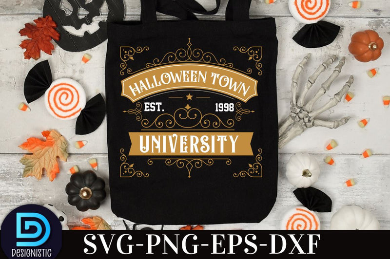 Halloween town university est. 1998, Vintage Halloween Sign SVG Design ...