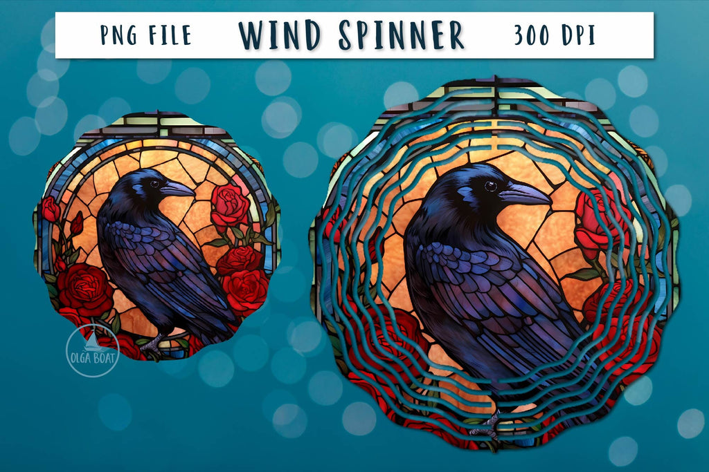 Halloween wind spinner | Raven gothic sublimation - So Fontsy