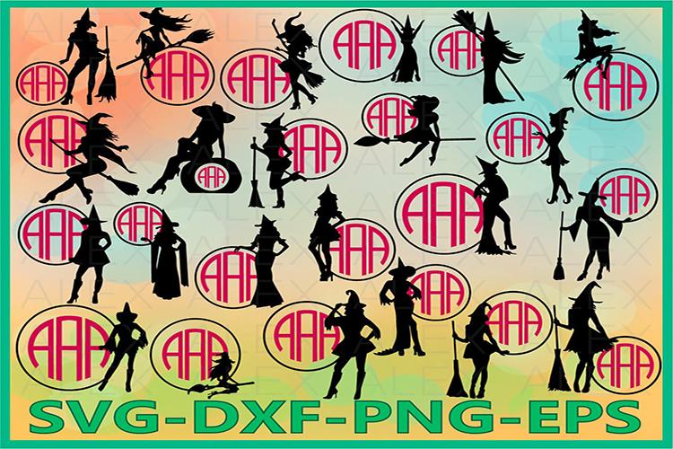 Halloween Witches SVG, Witch Monogram Frame - So Fontsy
