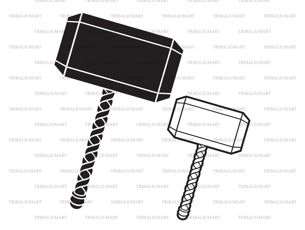 Hammer of Thor. Cut files for Cricut. Clip Art silhouettes (eps, svg ...