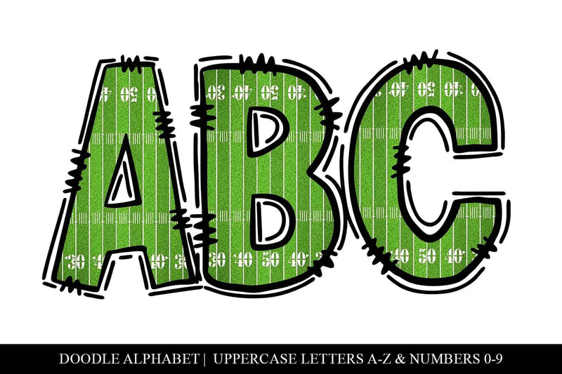 Hand Drawn Football Field Doodle Letter Alphabet PNG Set - So Fontsy