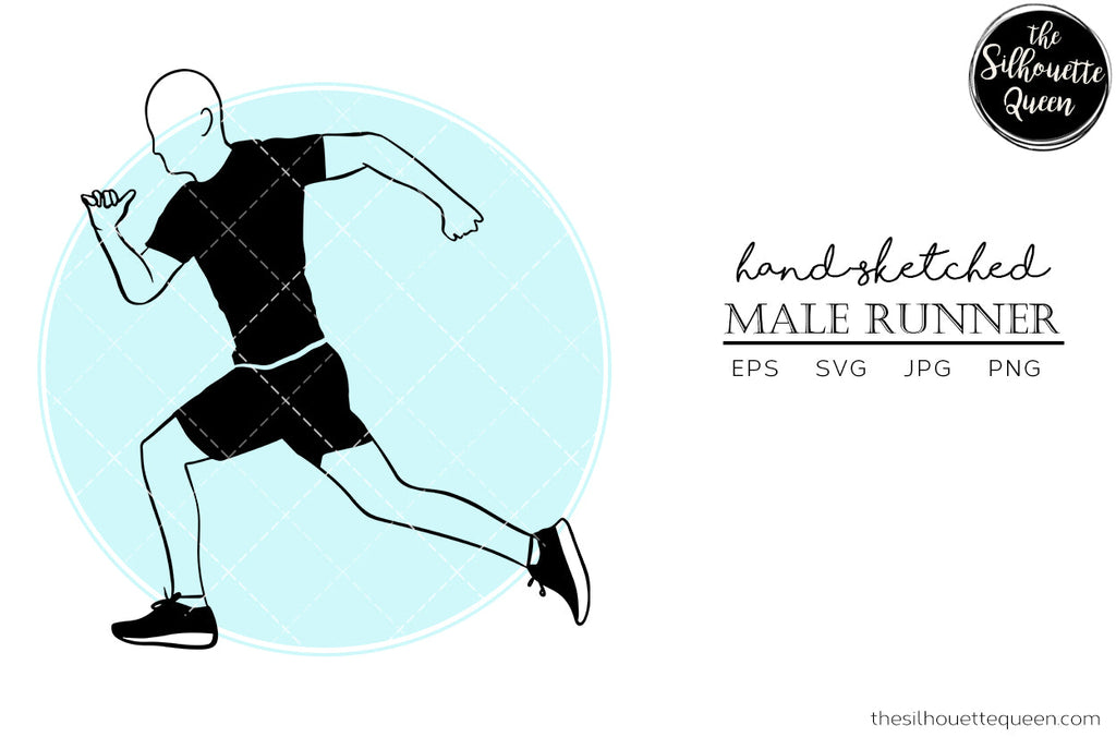 Hand drawn Male Runner Side clipart clip art, logo, cut files for ...