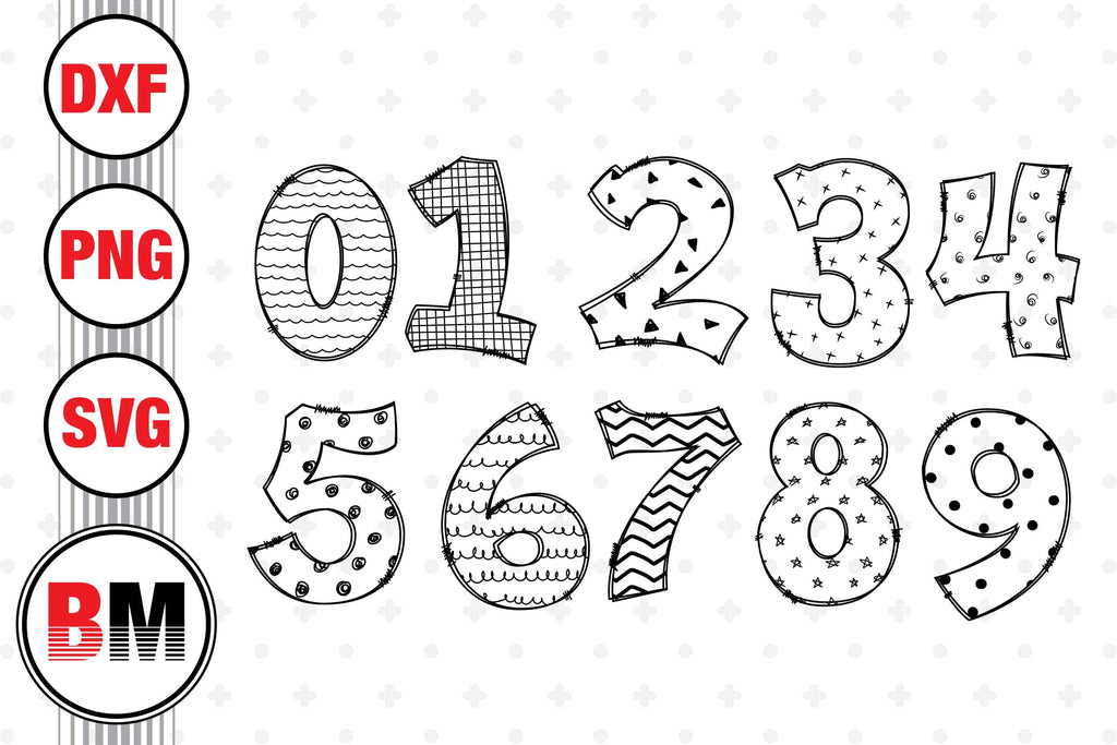 Hand Drawn Numbers SVG, PNG, DXF Files - So Fontsy