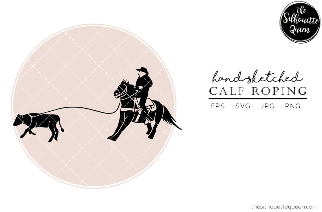 Hand drawn Rodeo Calf Roping 2 clipart clip art, logo, cut files for ...