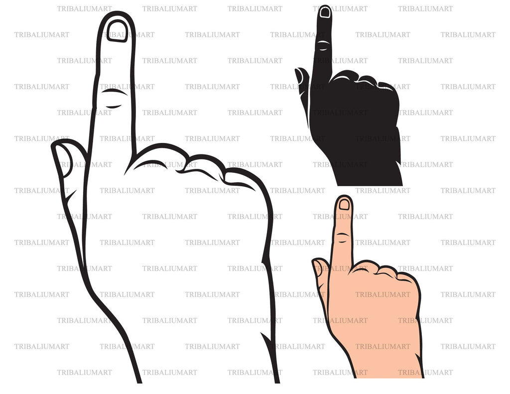 Hand or finger pointing. Cut files for Cricut. Clip Art silhouette (eps ...