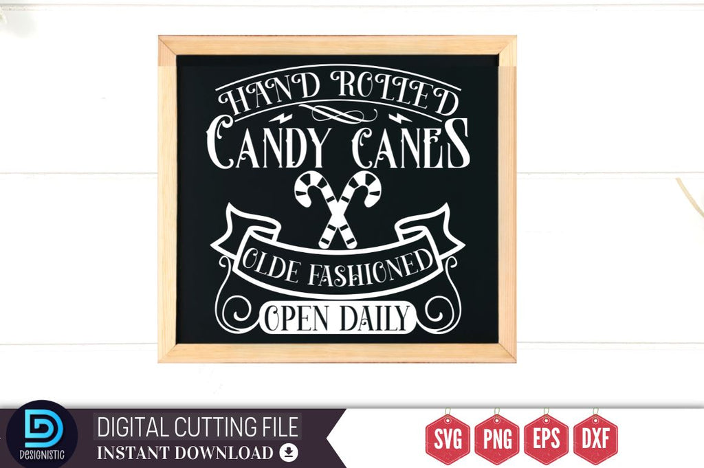 Hand rolled candy canes olde fashioned open daily SVG - So Fontsy