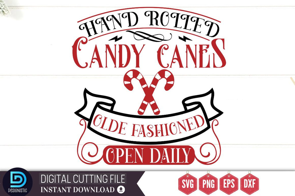 Hand rolled candy canes olde fashioned open daily SVG - So Fontsy