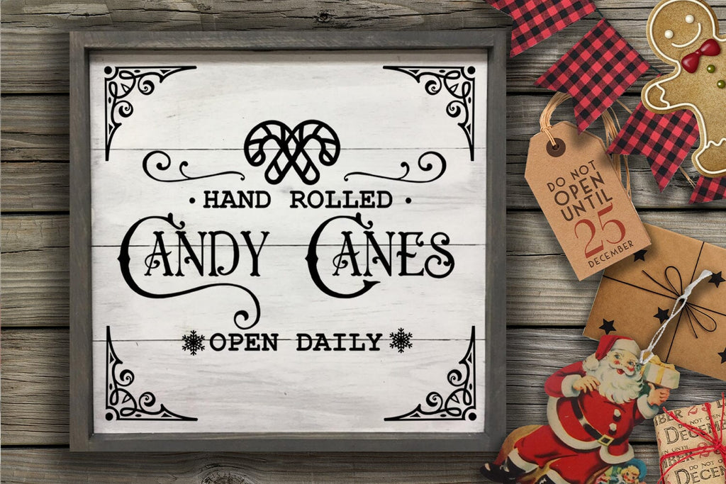 Hand Rolled Candy Canes SVG I Farmhouse Christmas Sign SVG - So Fontsy