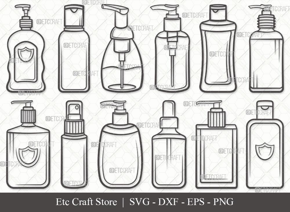 Hand Sanitizer Outline SVG Cut File | Sanitizer Svg | Sanitizer Bottle ...