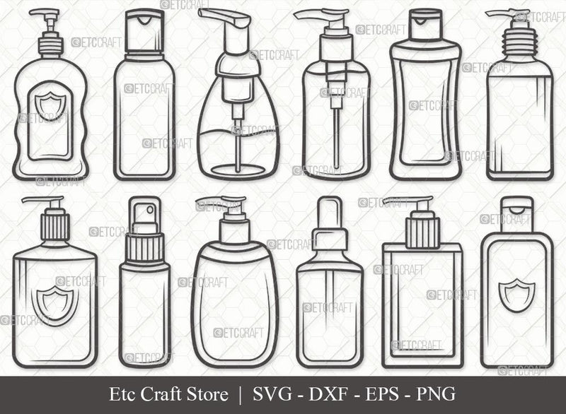 Hand Sanitizer Outline SVG Cut File | Sanitizer Svg | Sanitizer Bottle ...