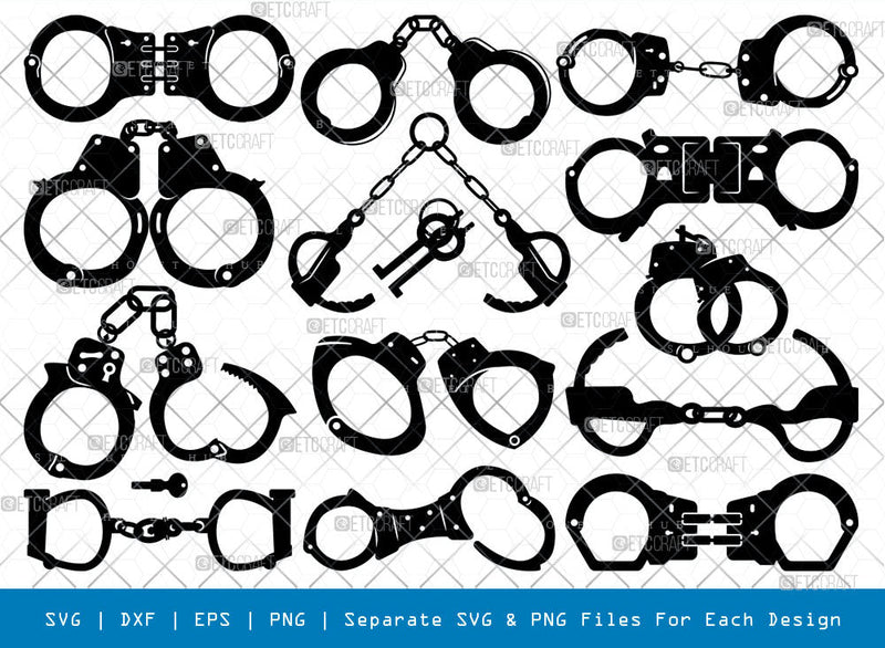 Handcuff SVG, Cuffs Silhouette, Police Handcuffs Svg, Prison Handcuffs ...