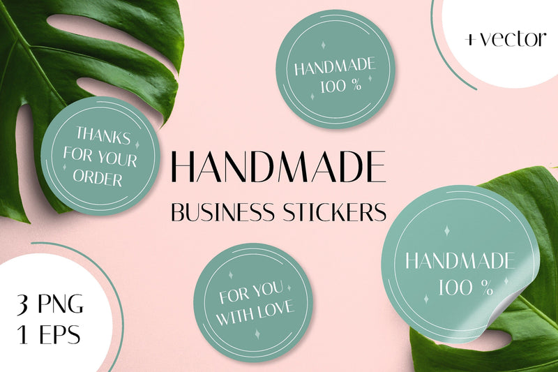 Handmade Business Stickers Set | PNG Printable Labels - So Fontsy