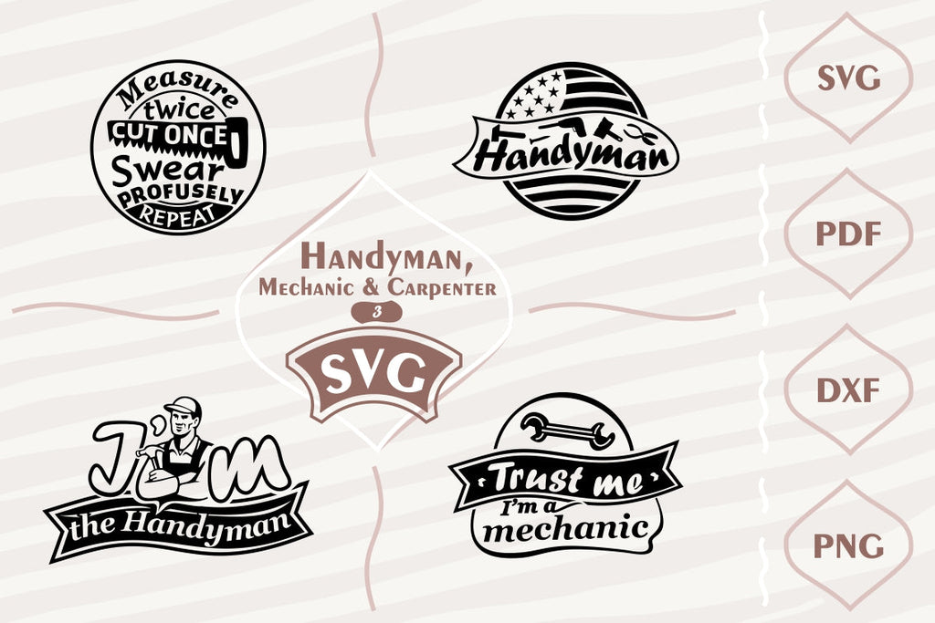 Handyman, Mechanic & Carpenter - SVG bundle 3 - So Fontsy