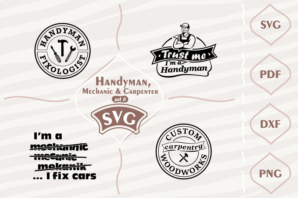 Handyman, Mechanic & Carpenter - SVG bundle 6 - So Fontsy