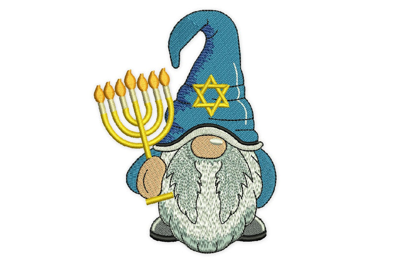 Hanukkah Gnome Embroidery Design, Jewish Gnome with Menorah Embroidery ...