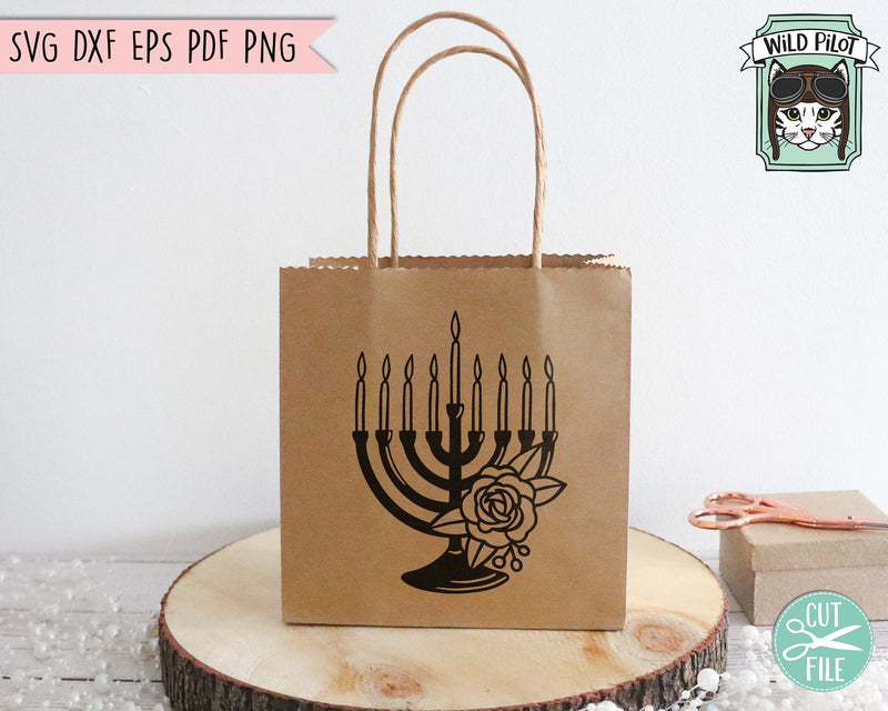 Hanukkah svg file, Chanukah svg file, Floral Hanukkah cut file, Flower ...