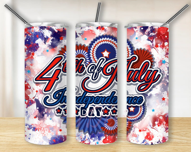 Happy 4th Of July 20oz Skinny Tumbler, Patriotic Tumbler Design ...