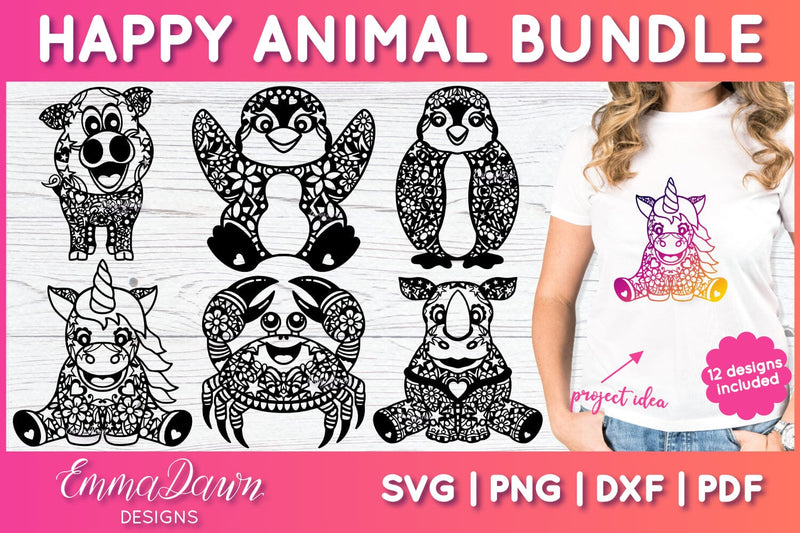 Happy Animal SVG Bundle - So Fontsy