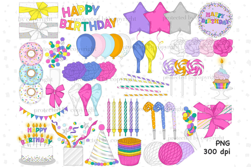 Happy Birthday Clipart PNG | Birthday Party Clipart PNG - So Fontsy