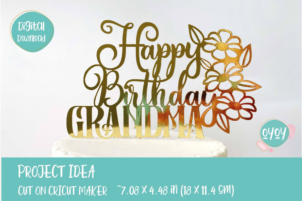 Happy Birthday Grandma Cake Topper SVG | Grandma's Birthday - So Fontsy