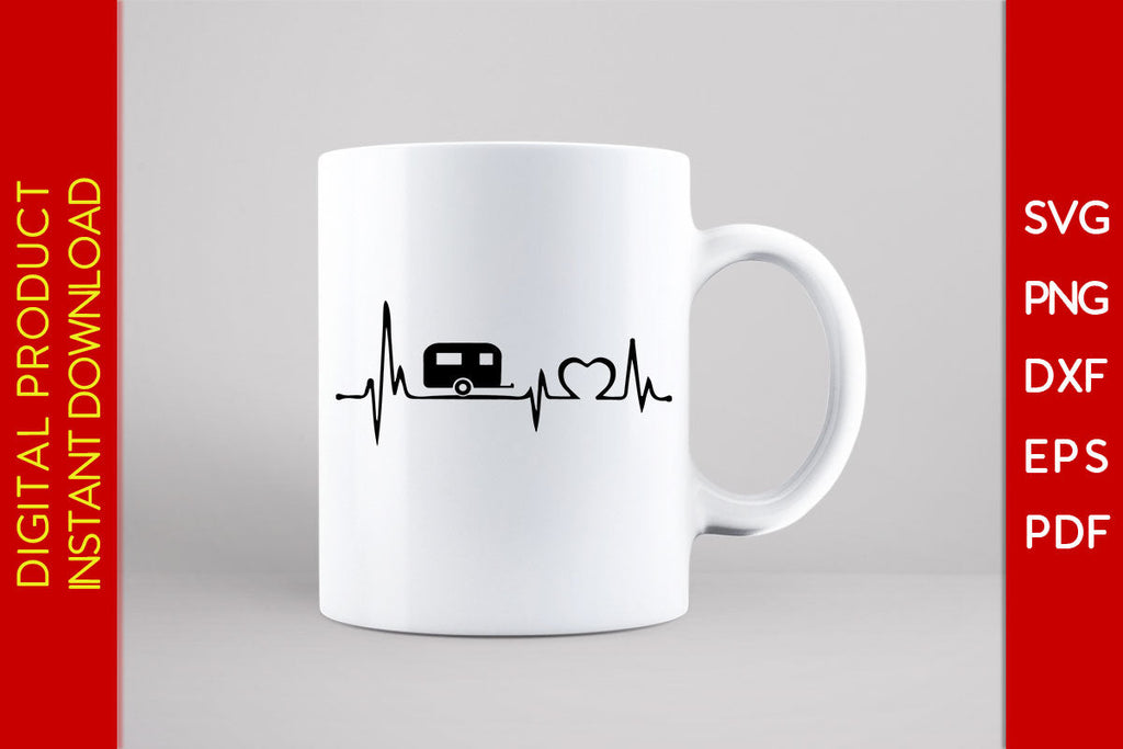Happy Camper Heartbeat Camping SVG PNG PDF Cut File - So Fontsy