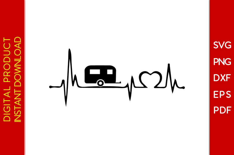 Happy Camper Heartbeat Camping SVG PNG PDF Cut File - So Fontsy