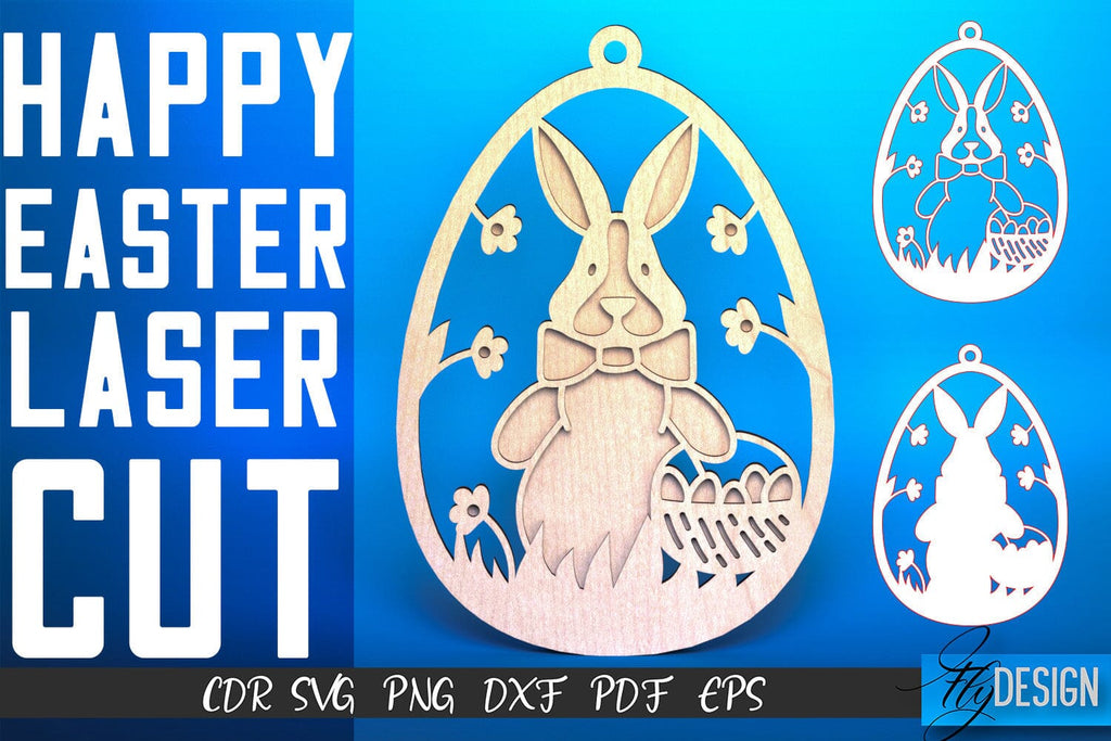 Happy Easter Egg Laser Cut SVG | Easter SVG Design | CNC Files - So Fontsy