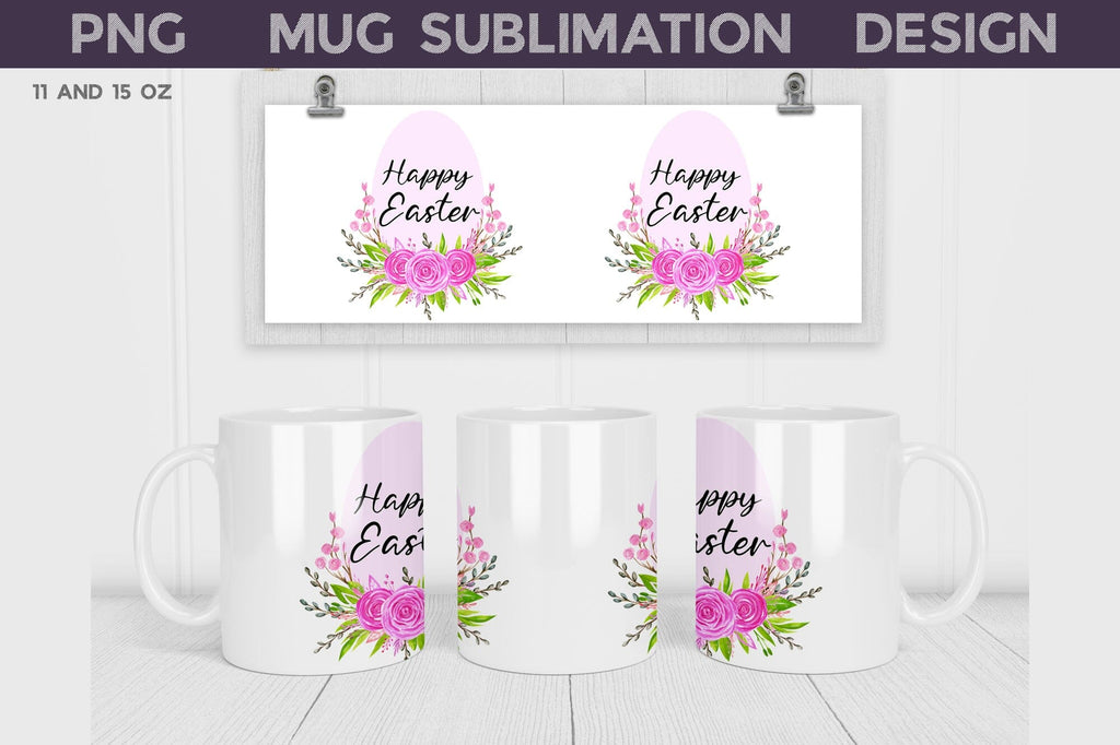 Happy Easter Mug Sublimation | Spring Mug Wrap - So Fontsy