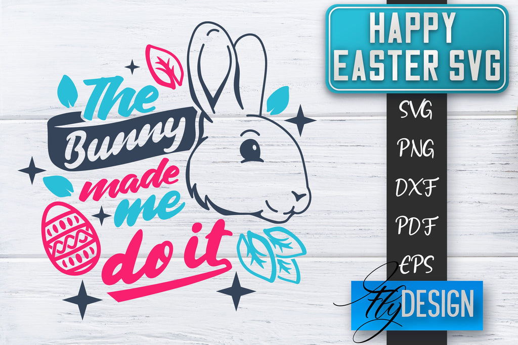 Happy Easter SVG | Cute Easter Quote SVG | Easter Bunny SVG - So Fontsy