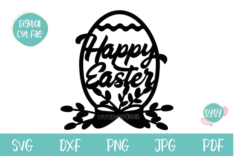 Happy Easter SVG | Easter Cake Topper SVG - So Fontsy