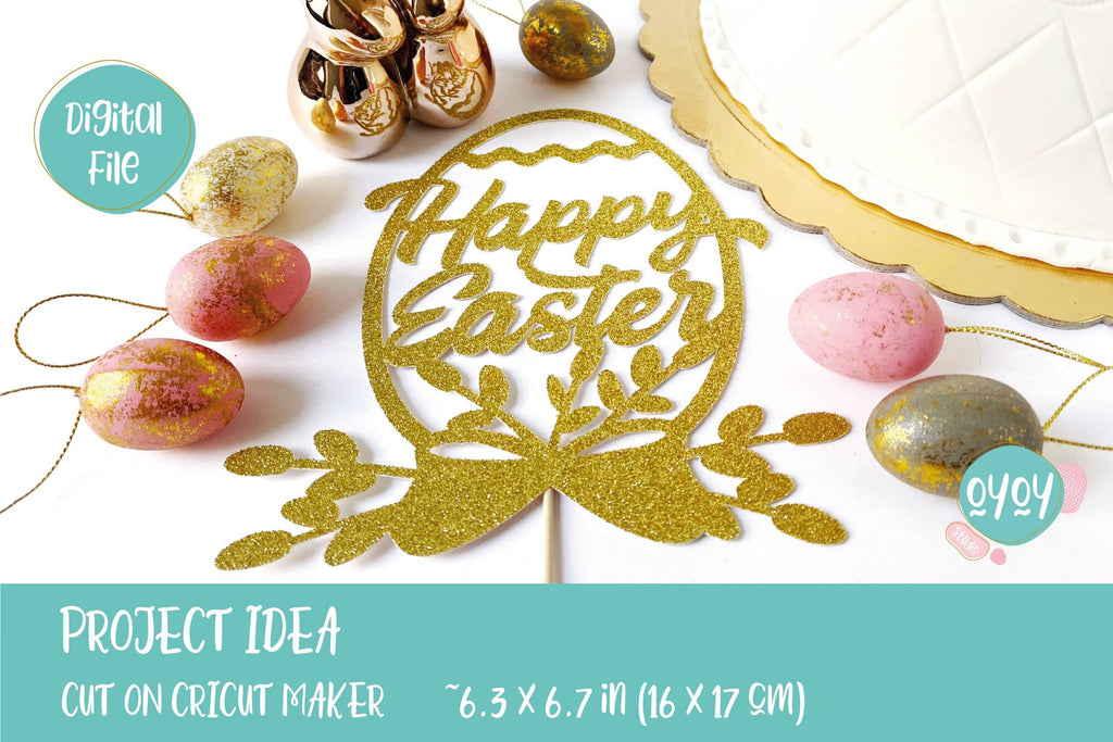 Happy Easter SVG | Easter Cake Topper SVG - So Fontsy