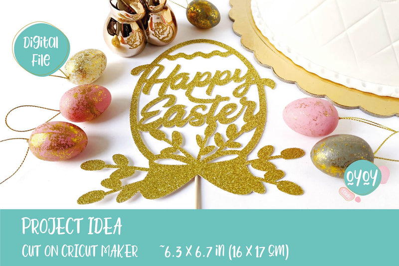 Happy Easter SVG | Easter Cake Topper SVG - So Fontsy